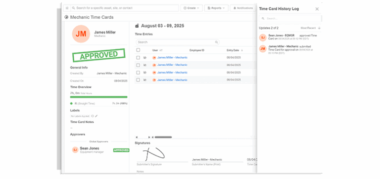 Mechanic Time Card | Equipment Maintenance | Tenna